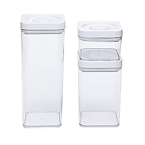Amazon Basics 10-Piece Square Airtight Food Storage Containers for Kitchen Pantry Organization, BPA Free Plastic, Clear
