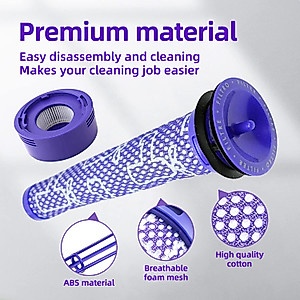 Yeebarle 8 Pack Replacement for Dyson V7, V8 Animal and Absolute Vacuum, 4 Pre-Filters and 4 Post-Filters Replaces Part # 965661-01 & 967478-01