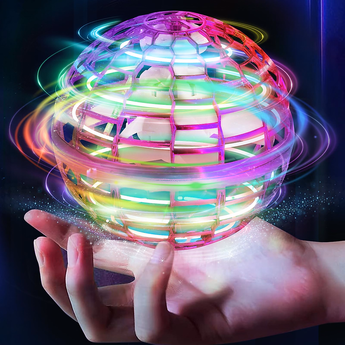 Flying Ball Toy Globe 360°Rotating Hand Controlled Flying Orb Ball Toys Magic Led Lights Controller Mini Drone Flying Toy Boomerang Fly Spinners for Kids Adults Indoor Outdoor (Purple)