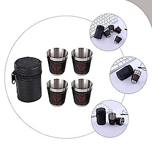 Yardwe Glass Measuring Cup 8pcs Stainless Steel Shot Cups, Metal Shot Glasses with Carrying Case Outdoor Travel Drinking Cups for Water Wine Camping Accessories