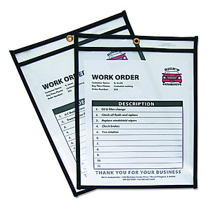 C-Line Stitched Shop Ticket Holders, Both Sides Clear, 9 x 12 Inches, 25 per Box (46912)