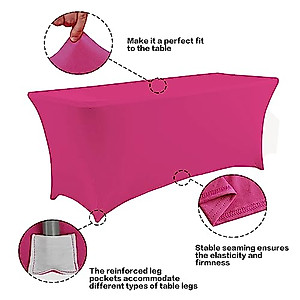 IVAPUPU 2 Pack 6FT Table Cloth for Rectangular Fitted Events Stretch Fuchsia Table Covers Washable Table Cover Spandex Tablecloth Table Protector for Party, Wedding, Cocktail, Banquet, Festival
