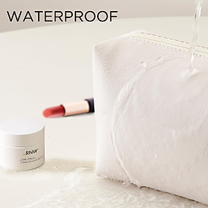 HBlife Pack of 3 Preppy Makeup Bag PU Leather Travel Toiletry Bag Set for Women Portable Chenille Letter Cosmetic Bag Waterproof Pouch Cute Zipper Organizer, Stuff, Skin and Hair