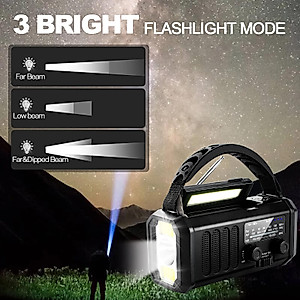 10000mAh Emergency Weather Radio,Portable FM/AM/NOAA Battery Powered Survival Radios&Power Bank,Solar/Hand Crank/Type-C Charger,Flashlight,Reading Lamp,Compass,SOS Alert,Outdoor Camping&Power Outages
