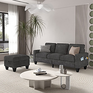 Youmumeub Sectional Sofa, L Shaped Couches for Living Room with Movable Ottoman Small Snowflake Sofas Modular Furniture Set for Apartment Small Space Loft