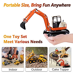 iPlay, iLearn Heavy Duty Construction Site Playset, Metal Dump Truck, Excavator Digger Backhoe, Tractor Bulldozer Diecast Vehicle, Outdoor Sandbox Car Toy, Birthday Gift 3 4 5 Year Old Boy Kid Toddler
