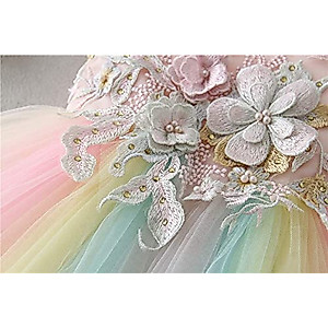 Meiqiduo Baby Girls Dress Infant Christening Birthday Wedding Bridesmaid Party Lace Tulle Flower Dresses (3M/0-6Months, Multicoloured)