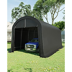 KING BIRD 12' x 20' Heavy Duty Round Style Carport for SUV, Full-Size Truck and Boat, Anti-Snow Car Canopy Outdoor Boat Shelter with Reinforced Ground Bars
