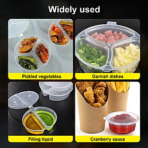 Double Compartment Condiment Containers with Lids, 2024 Condiment Salad Containers 2 Compartment, Upgrade Disposable Double Compartment Snack Containers (20, Three Compartment)