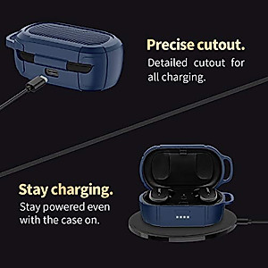 WQNIDE Case for Bose QuietComfort Earbuds 2020, Soft Silicone Cover Protective Skin Sleeve Scratch Shock Resistant with Carabiner (Blue)