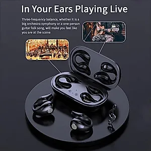 Bone buds Ear-Clip Bone Conduction Headphones Bluetooth 5.3, Painless Wireless Open Ear Clip on Headphone,Waterproof Mini Sport Running Earring Earphone, Noise Cancelling HiFi Quality Long Battery Lif
