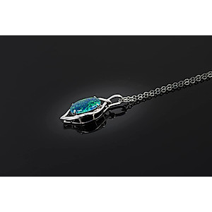 Australian Triplet Opal Necklace - 14x10mm Fire Opal - Genuine Triplets Opal Necklace Pendant in Sterling Silver 18K Gold Plated Women's Jewelry