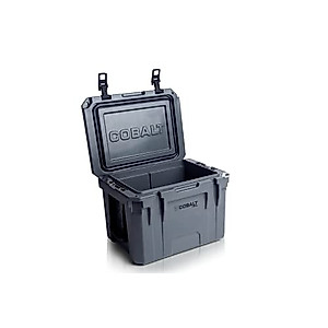 Cobalt 25 Quart Roto-Molded Super Ice Cooler | Large Ice Chest Holds Ice Up to 3 Days | (Gray)