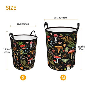 Mushroom Laundry Basket, Mushroom Decor Laundry Bag with Handles-Collapsible Storage Bin Mushroom Decor for Bedroom, Nursery Hamper, Toy Storage, 13.4X16.5IN