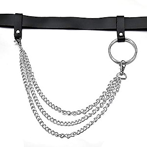 MILAKOO Women's Body Chain Leather Belt with Chain Gothic Punk Waist Belt with Buckle Adjustable
