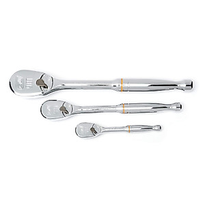 GEARWRENCH 3 Piece 1/4", 3/8" & 1/2" Drive Full Polish Ratchet Set, 90 Tooth - 81206T, Multi