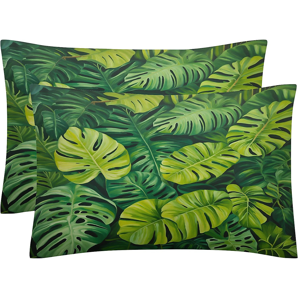 OmErsa Monstera Duvet Cover California King Size Bedding Set 3 PCS, Tropical Botanical Comforter Cover & 2 Pillowcases Soft Microfiber Patterned Bedroom Decorations for Adults Teens