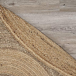 LR Resources Jute LR12032-NGY60RD Natural/Gray Round 6 ft Indoor Area Rug, 6'