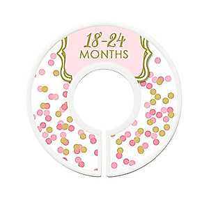 Modish Labels Baby Clothes Size Dividers, Baby Closet Organizers, Size Dividers, Baby Closet Organizers, Closet Dividers, Clothes Organizer, Girl, Pink, Gold, Confetti, Dots, Clean Modern (Baby)