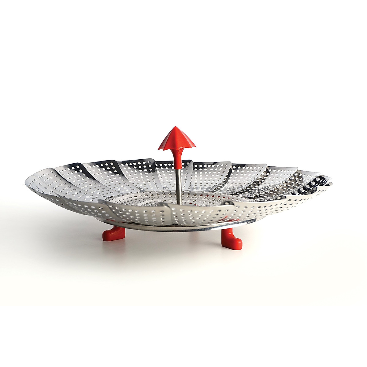 RSVP International Endurance Kitchen Collection Expandable Vegetable Steamer, 12-inch, Silicone Feet, Stainless Steel