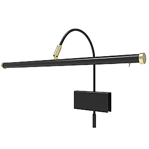 Cocoweb 19" Grand Piano Lamp - Adjustable, Black with Brass Accents, LED Clip-on with Dimmer - GPLED19D