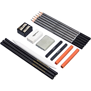 Amazon Basics Sketch and Drawing Art Pencil Kit - 17 Piece Set