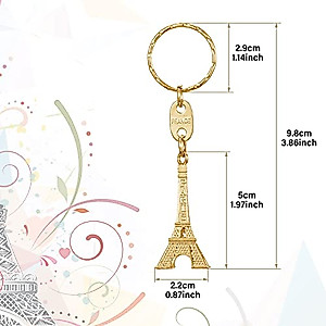 Inbagi 120 Pcs Eiffel Tower Keychain Retro French Souvenirs Paris Eiffel Tower Keyring for Home Jewelry Table Decor Gifts (Gold)