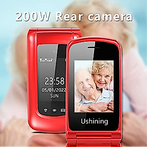 4G LTE Seniors Cell Phone Dual Standby Unlocked Senior Flip Phone SOS Big Button Senior Basic Phone for Elderly 2.4 Inch Screen Unlocked Feature Cell Phone with Charging Dock (Red)
