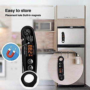 KULUNERs Lightning-Fast 2-Second Meat Thermometer Features a Large Display and Waterproof functionality, Perfect for a Variety of Cooking Methods Including Frying, Smoking, and Grilling (Black)