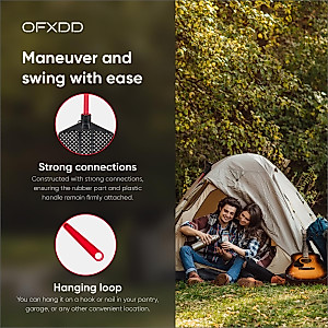 OFXDD Rubber Fly Swatter, Long Fly Swatter Pack, Fly Swatter Heavy Duty, Red Color (3 Pack)