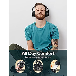 60Hrs Wireless Headphones Over Ear, BT5.0, Wireless Headphones with Microphone, Stereo Headphones with Deep Bass, Foldable Lightweight Wired Wireless Headphones for TV PC Laptop Kids Home Office