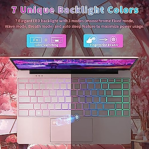 【Win 11 Pro/Office 2019】 4K Laptop 14" Narrow Bezel UHD (3840x2160) IPS Display, Celeron N5095 CPU, 16GB RAM, 512GB SSD, Color Backlit KB, Fingerprint Reader, WiFi, HDMI, Rose Gold(16G+512G)