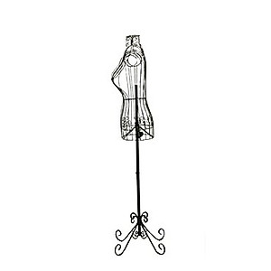 Adjustable- Mannequin Dress Form Female Black Steel Wire 32"22"32" on Decorative Stand (0004 Black)