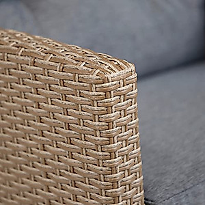 Muse & Lounge Co. Mobler Transitional Steel Frame and All-Weather Wicker 48 in. Wide 2-Seater Patio Loveseat for Outdoor, Garden, Poolside, Balconies, Natural Brown