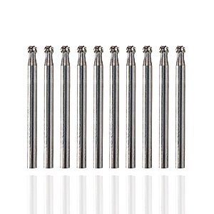 Rannb Double Cutting Carbide Rotary Burr Bits 1/8" Shank Dia 1/8" Head Dia Ball Shape Grinding Bit for Wood Carving Engraving Polishing - 10pcs