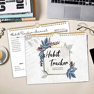 Habit Tracker - Daily Habit Tracker Journal and Goal Board with Gold Spiral Binding, 12 Months Undated Daily Weekly and Monthly Gradients Habit Tracker Calendar to Boost Productivity, 8.5" x 11.5"