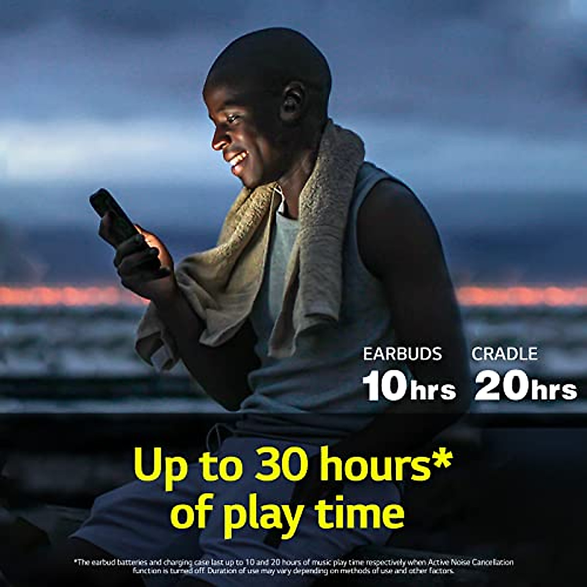 LG TONE Free True Wireless Bluetooth Sports Earbuds TF8 - with Uvnano Charging Case, IP67 Dust and Water Resistance, Black