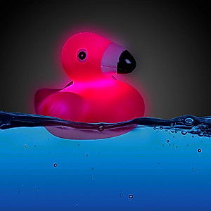 Windy City Novelties 6 Pack LED Light Up 2.5 Inch Water Activated Rubber Pink Flamingos Bath Toys