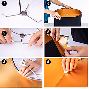 Wellmet 16"x16"x12" Assembly Required Lampshade for Table Lamp, Bedside Lamp, Floor Lamp, Fabric Drum Lampshade Classic Modern Style, Spider Fitter, Blue