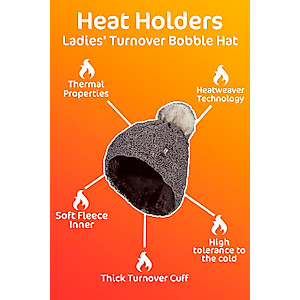 Heat Holders - Womens Thick Knit Thermal Winter Warm Beanie Hat with Pom Pom (One Size, Light Grey)