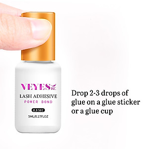VEYES INC Eyelash Extension Glue 0.3 Sec Drying (0.17fl.oz / 5ml)/Up to 8 Weeks Retention Lash Adhesive for Extension Professional Use Only