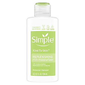 Simple Kind to Skin Face Moisturizer For Sensitive Skin Replenishing Rich 12-Hour Moisturization for All Skin Types 4.2 oz