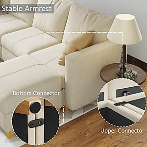 EASE MOOSE Modular Sectional Sofa Middle Seat Module, Linen Fabric Armless Middle Module for Modular Sofa Sectional Couch with Storage Beige