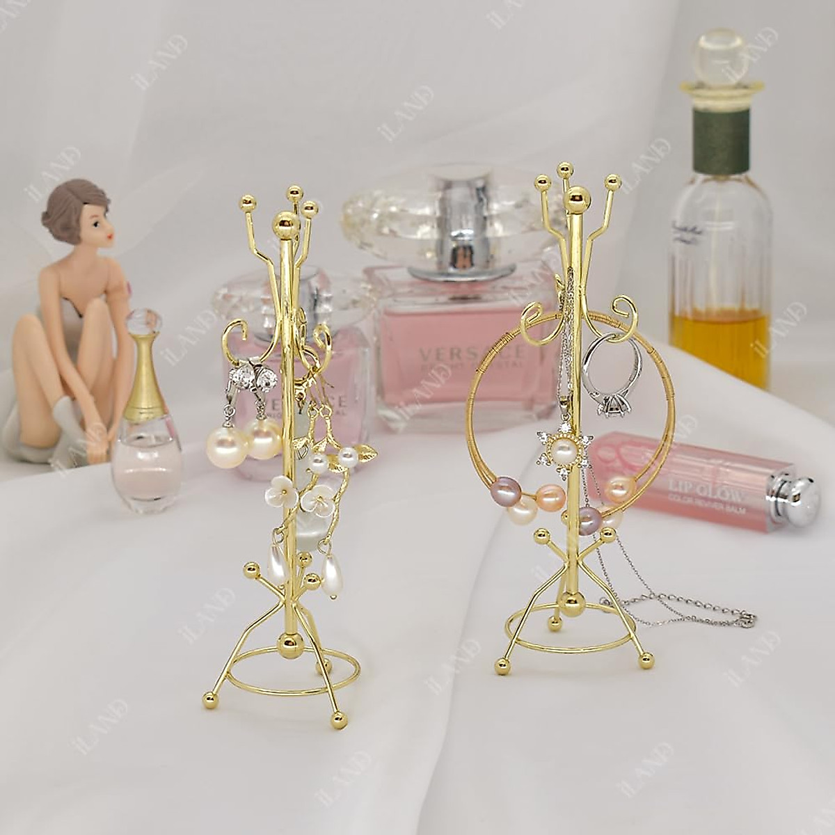 Cute Metal Jewelry Stand 2pcs, Jewelry Holder Organizer Shaped of Mini Coat Racks, Earring & Ring Stand, Jewelry Tree