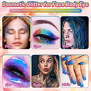 36 Colors Glitter Set for Resin, Audab Fine Glitter Craft Glitter Powder Assorted Resin Glitter Cosmetic Nail Glitter for Hair, Face, Body Makeup, Slime, Resin Tumblers, Epoxy Molds