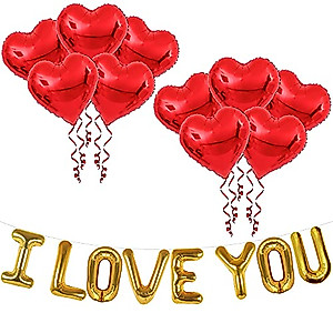 KatchOn, I Love You Balloons Set - Pack of 20 | Red Love Balloon, Romantic Decorations Special Night, Red Heart Balloons | Valentine Balloons for Valentines Day Decor, I Love You Balloons For Him