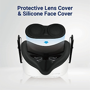 TNP VR Face Cover and Lens Protector Compatible with Oculus Quest 2 - Oculus Quest 2 Silicone Face Cover with Nose Light Blocker and Proof Lens - Sweat Guard Silicone Cover for Oculus Quest 2