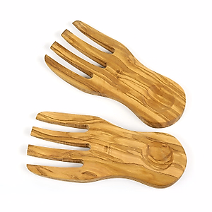 Berard 01091 French Olive-Wood Handcrafted Curved Salad Servers Brown