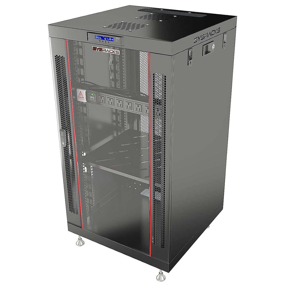Sysracks 18U 24inch Deep Server Rack Cabinet It Enclosure Premium Series Data It Locking Under Desk Network Rack with Wheels PDU and Other Accessories