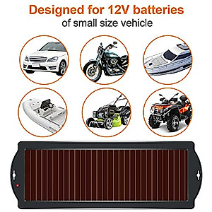 OYMSAE Solar Battery Charger 12V Solar Powered Battery maintainer & Charger,Suitable for Automotive, Motorcycle, Boat, Marine, RV, Trailer, Powersports, Snowmobile, etc.(1.8W Amorphous)